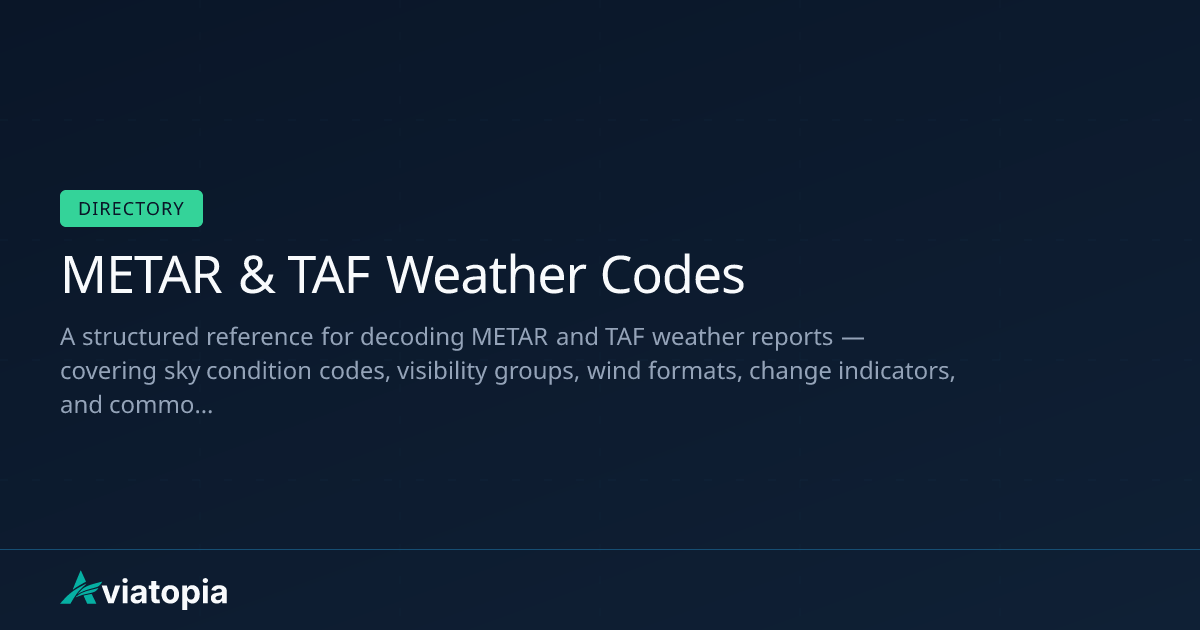 METAR & TAF Weather Codes Reference Directory | Aviatopia